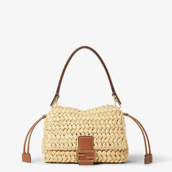 Fendi Baguette® Soft Medium Natural-colored Raffia-effect Woven Bag - [beige]